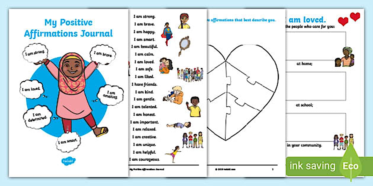 Black and White My Positive Affirmations Journal - Twinkl
