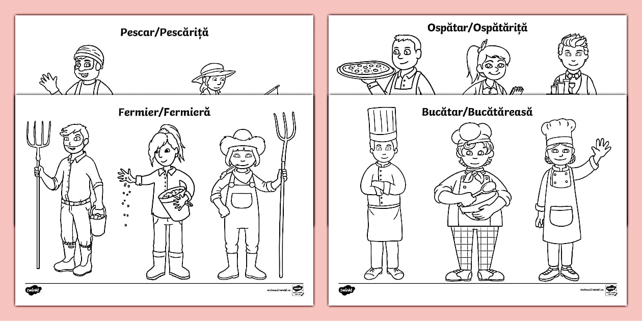 Meserii – Desene de colorat (teacher made) - Twinkl