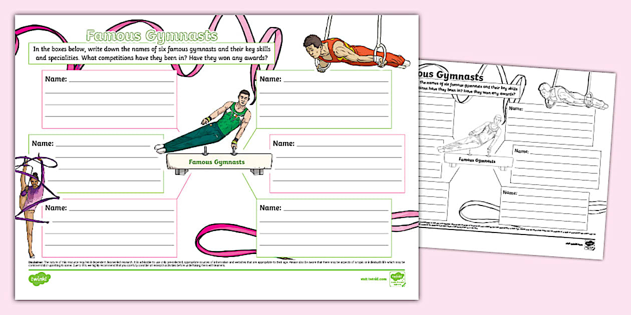 KS2 Famous Gymnasts Mind Map - Twinkl PE (teacher made)