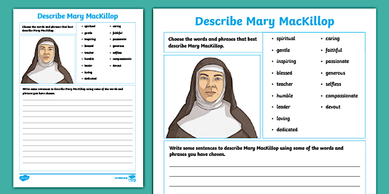 Describe Mary MacKillop Writing Activity - Twinkl