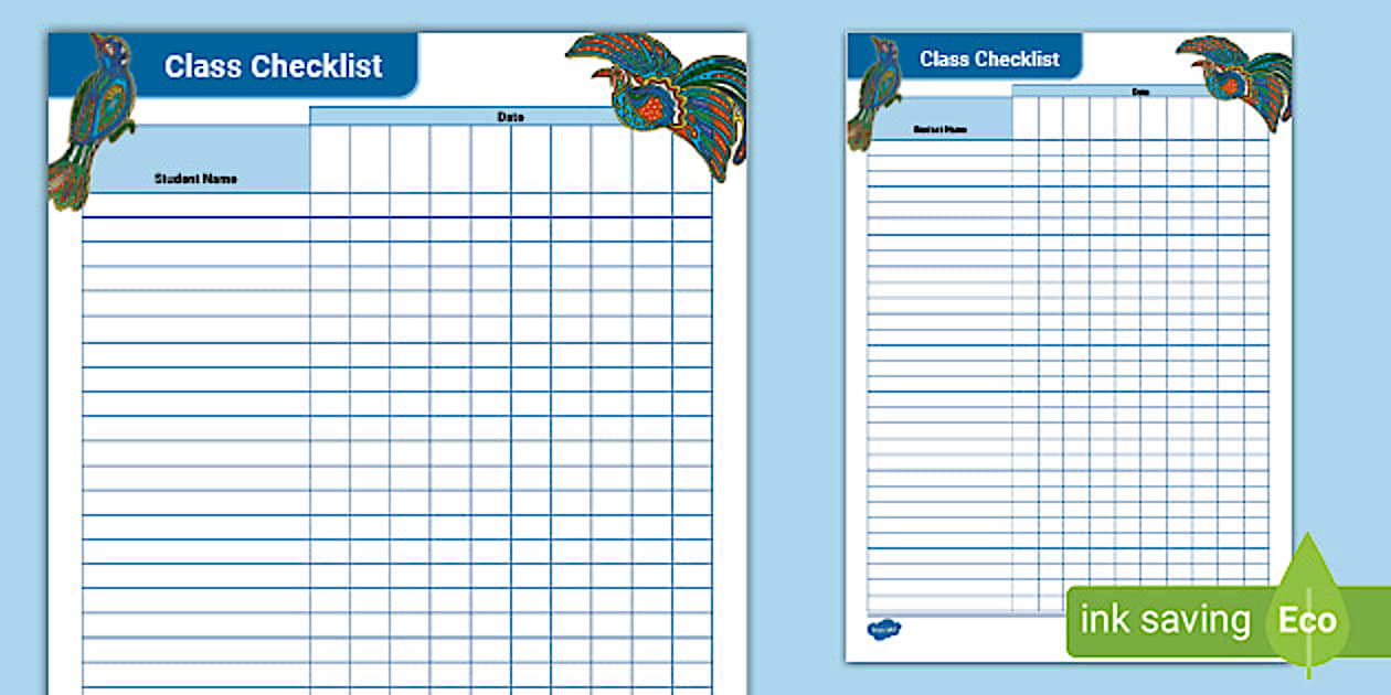 Batik Bird Class List Checklist Role (teacher made) - Twinkl