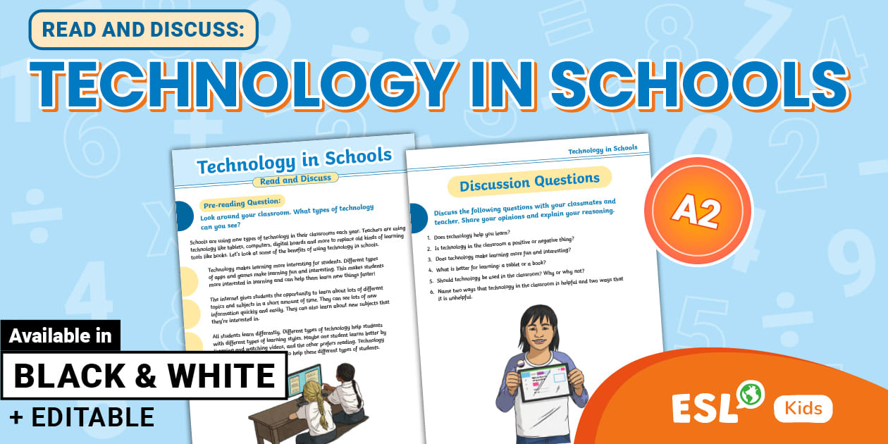 ESL Read and Discuss: Technology in Schools {Kids}