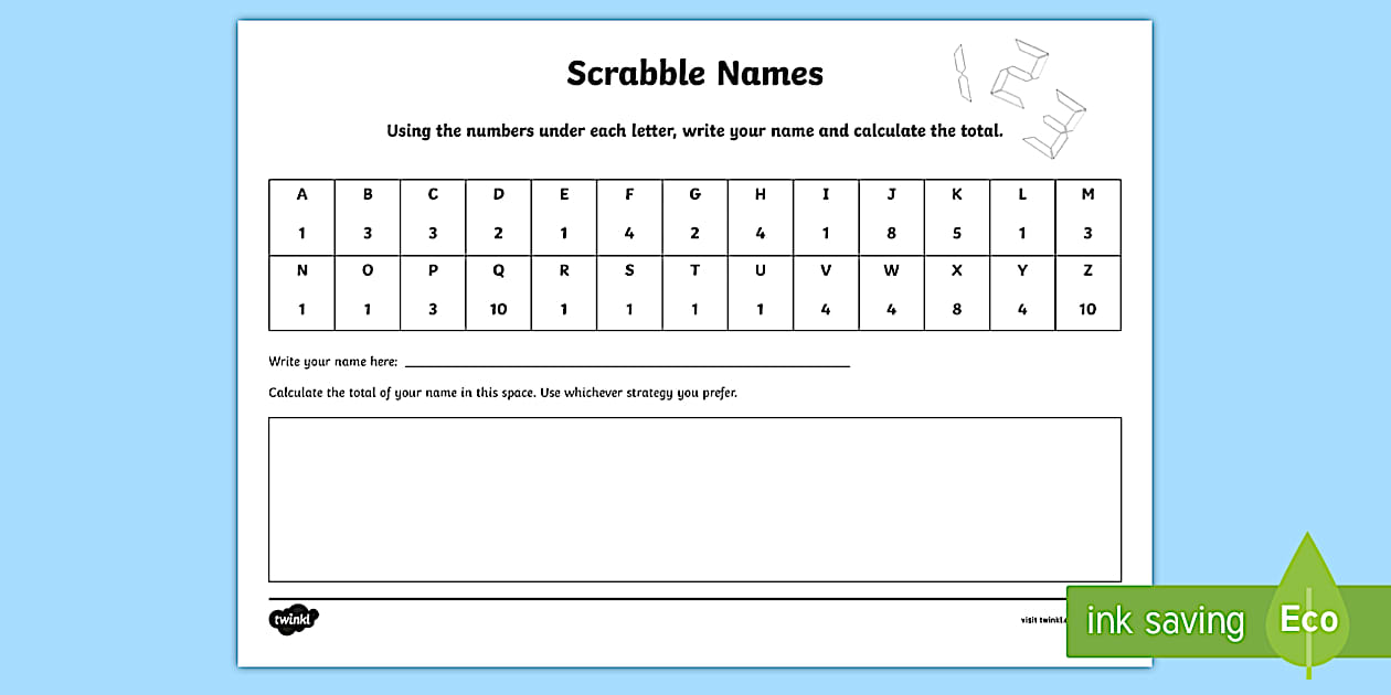 Scrabble Names Worksheet / Worksheet - Twinkl