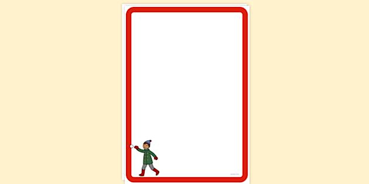 Boy Throwing a snowball page border (Teacher-Made) - Twinkl