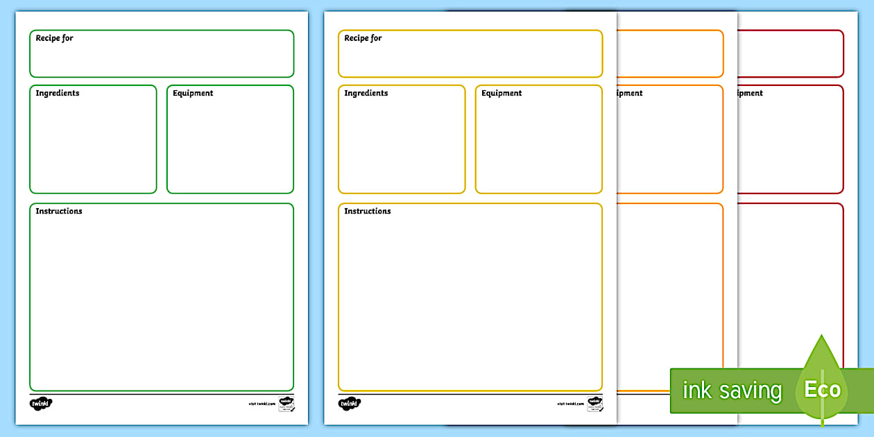 Recipe Outline Templates | Primary Resource | Twinkl