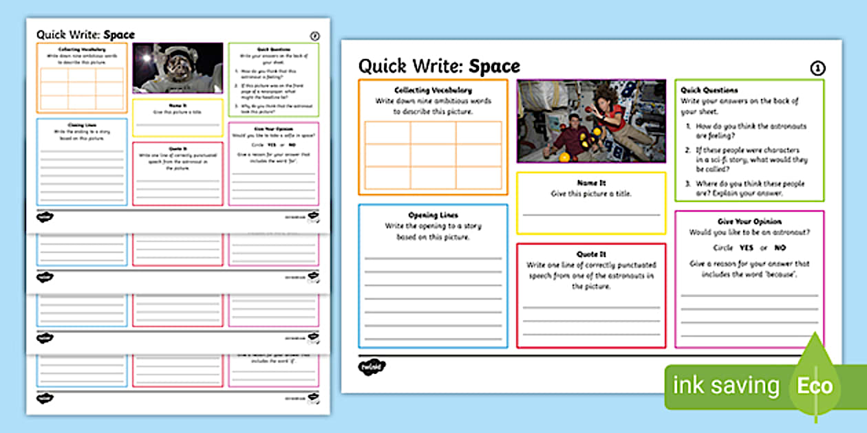 Editable KS2 Space Quick Write Activity Mat Pack - Twinkl
