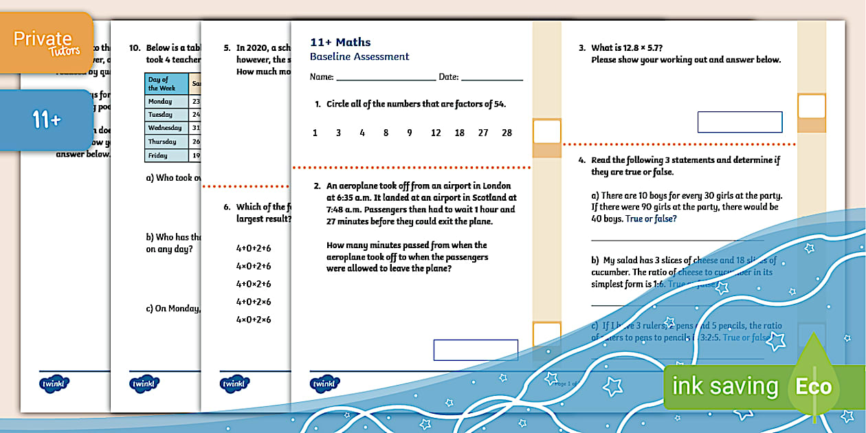 👉 11+ Maths Baseline Assessment Paper (teacher made)