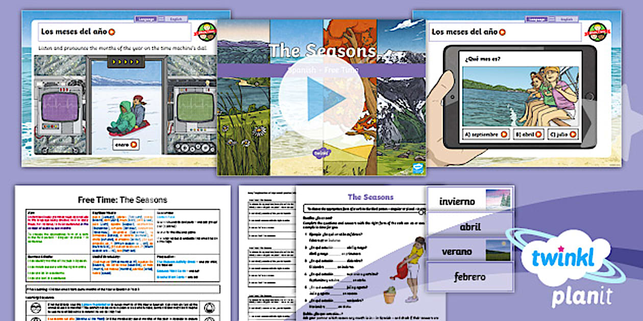 👉 Seasons in Spanish - Free Time: The Seasons Lesson Pack