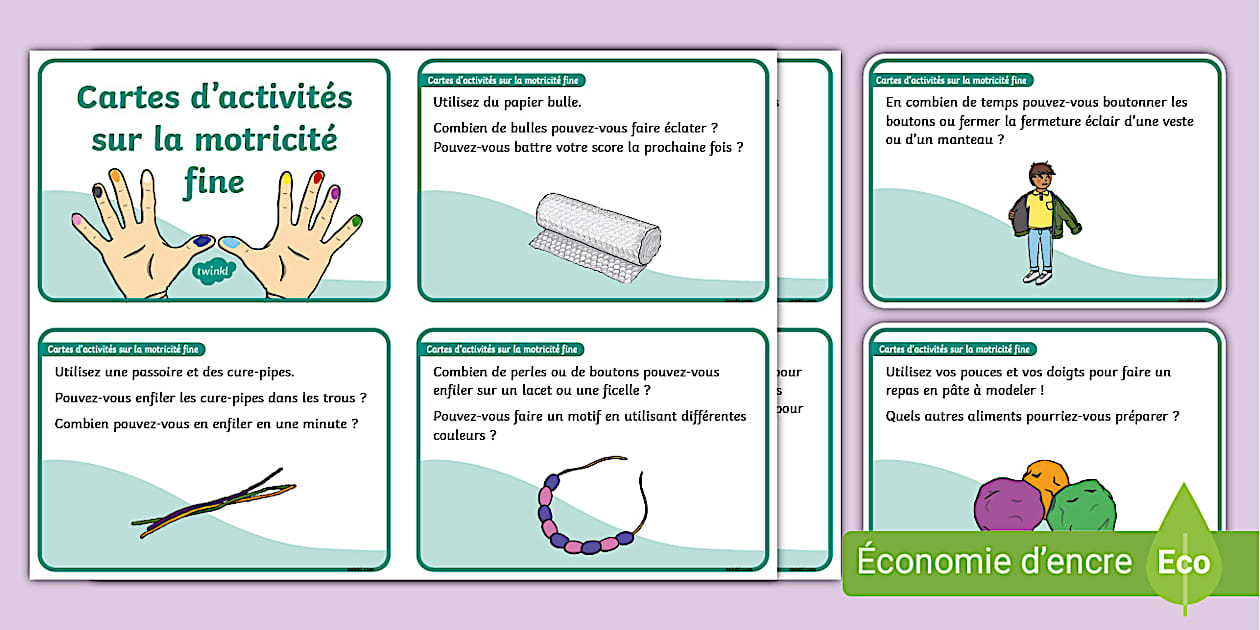 Cartes d’activités sur la motricité fine - Twinkl