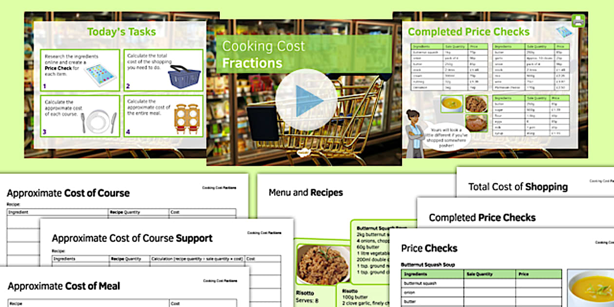 Cooking Cost Fractions (teacher made) - Twinkl