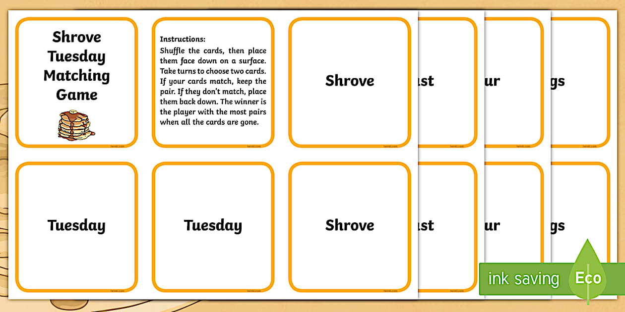 TAS Shrove Tuesday Memory Matching Game (professor feito)