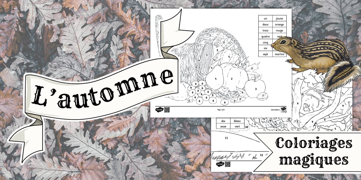 Coloriages magiques d'automne - Twinkl Arts