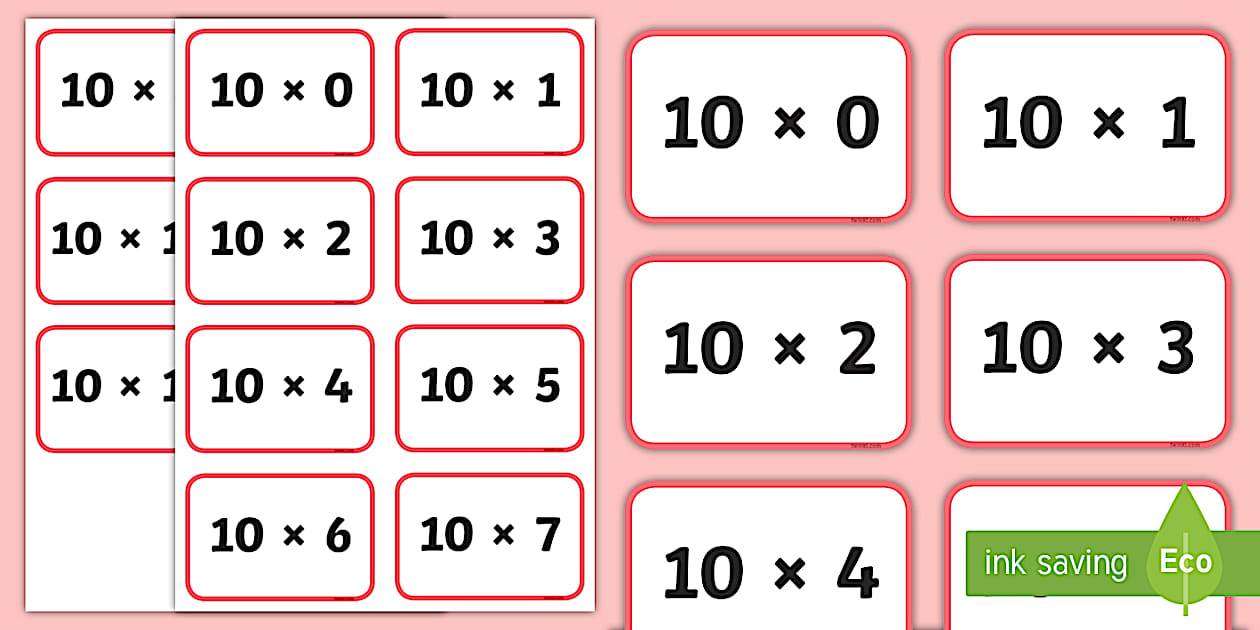 Ten Times Tables Flashcards - Twinkl