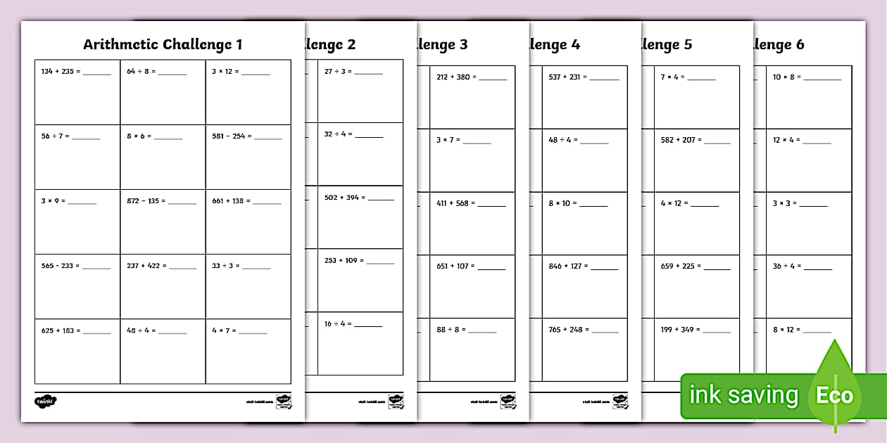 👉 Year 3 Arithmetic Challenge Pack, Year 3 Arithmetic Sheets