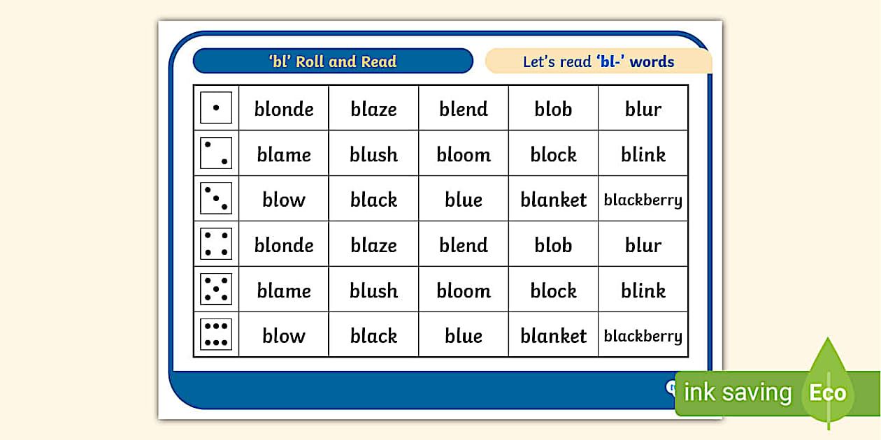'bl' Roll and Read Board Game (teacher made) - Twinkl
