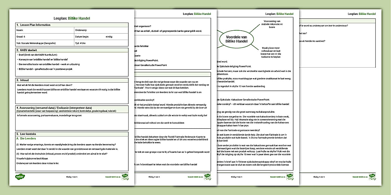 Graad 6 Billike Handel Lesplan (Hecho por educadores)