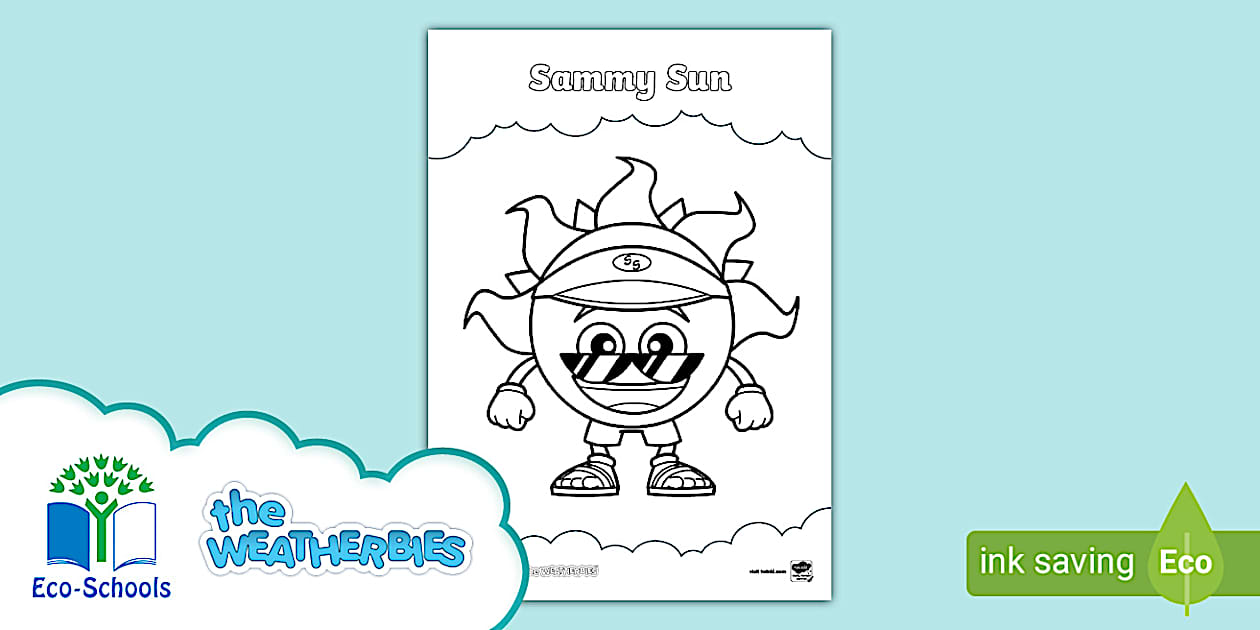 FREE! - The Weatherbies Sammy Sun Colouring Page - Twinkl