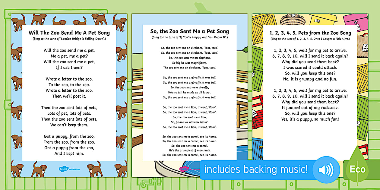 Zoo Nursery Rhymes Resource Pack - Dear Zoo (teacher made)