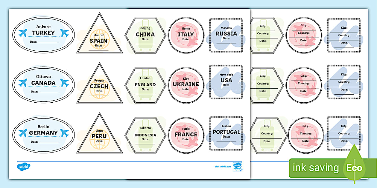 Editable Visa Stamp Tickets (teacher made) - Twinkl