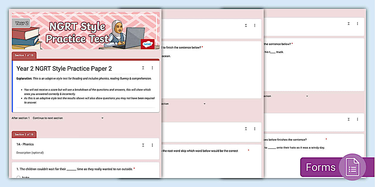 Year 2 NGRT Style Practice Test 2 (teacher made) - Twinkl