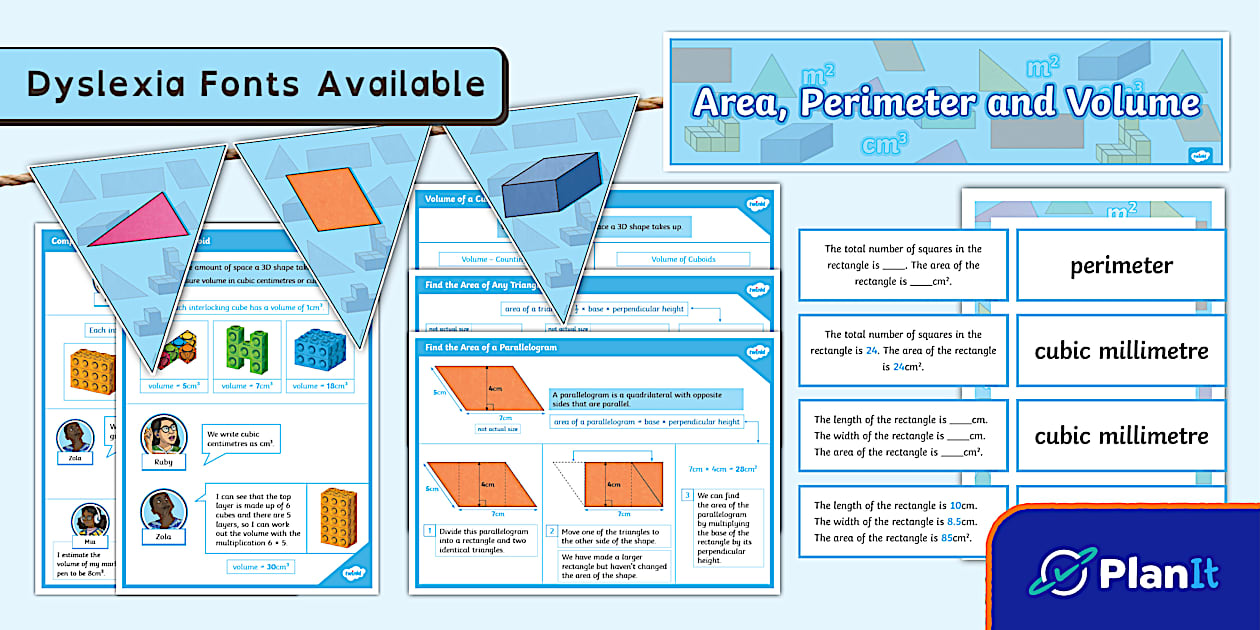 👉 PlanIt Maths Year 6 Area, Perimeter and Volume Display Pack
