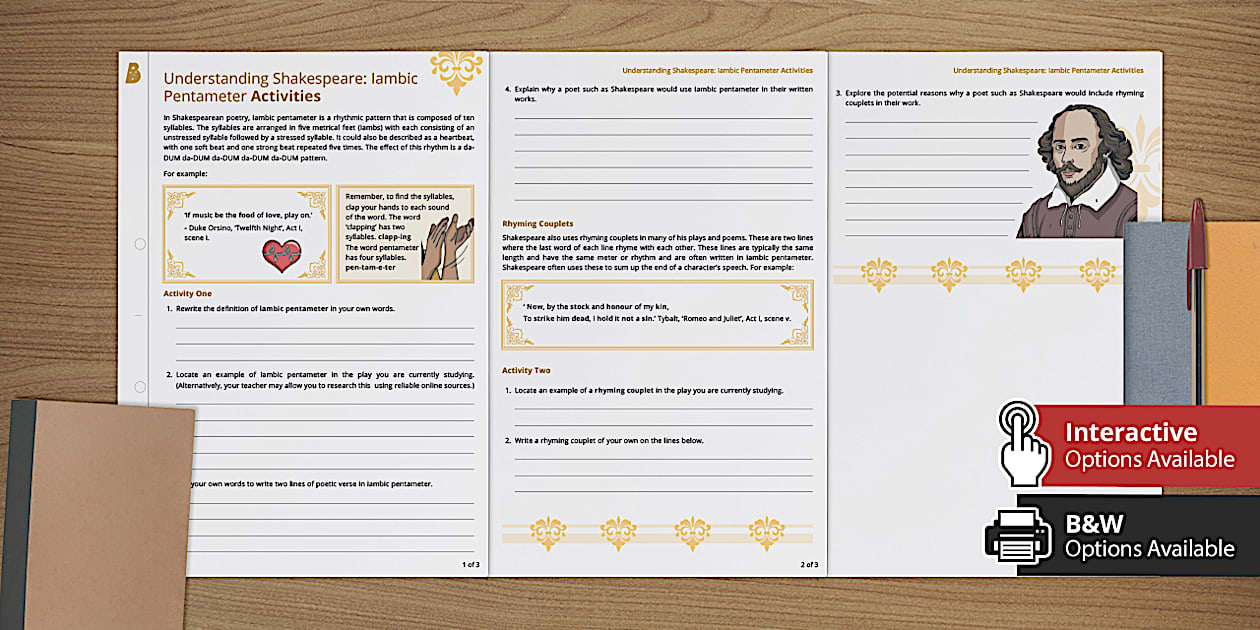Iambic Pentameter - Shakespeare Activities (teacher made)