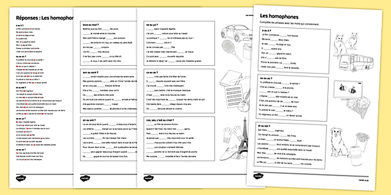 Master French Homophones: Engaging Activity Sheet - Twinkl