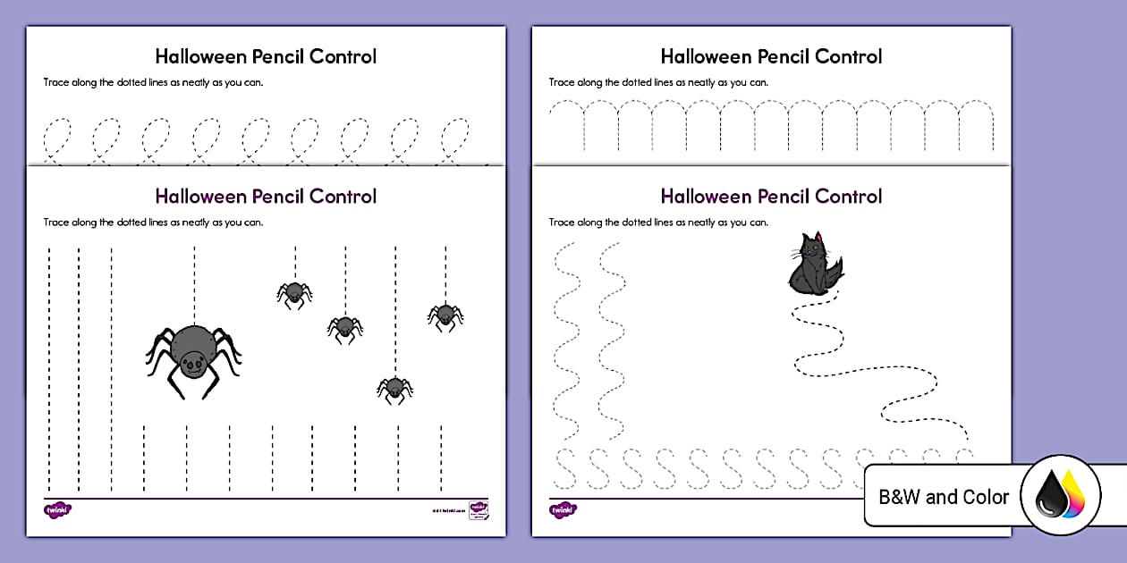 Halloween Pencil Control Sheets | Twinkl - Twinkl