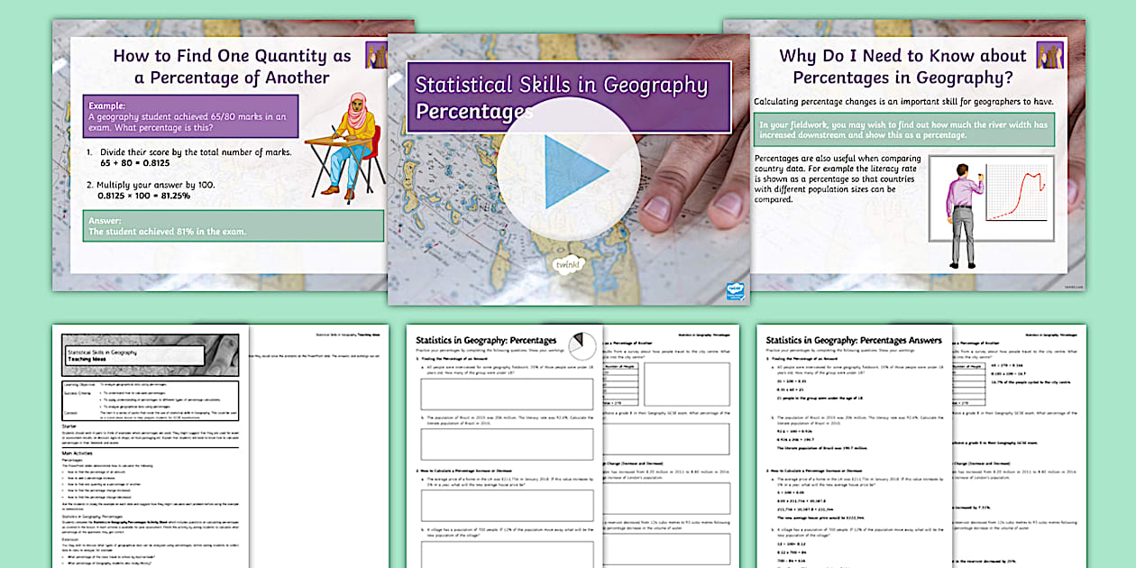 Statistics in Geography: Percentages Activity Pack - Twinkl