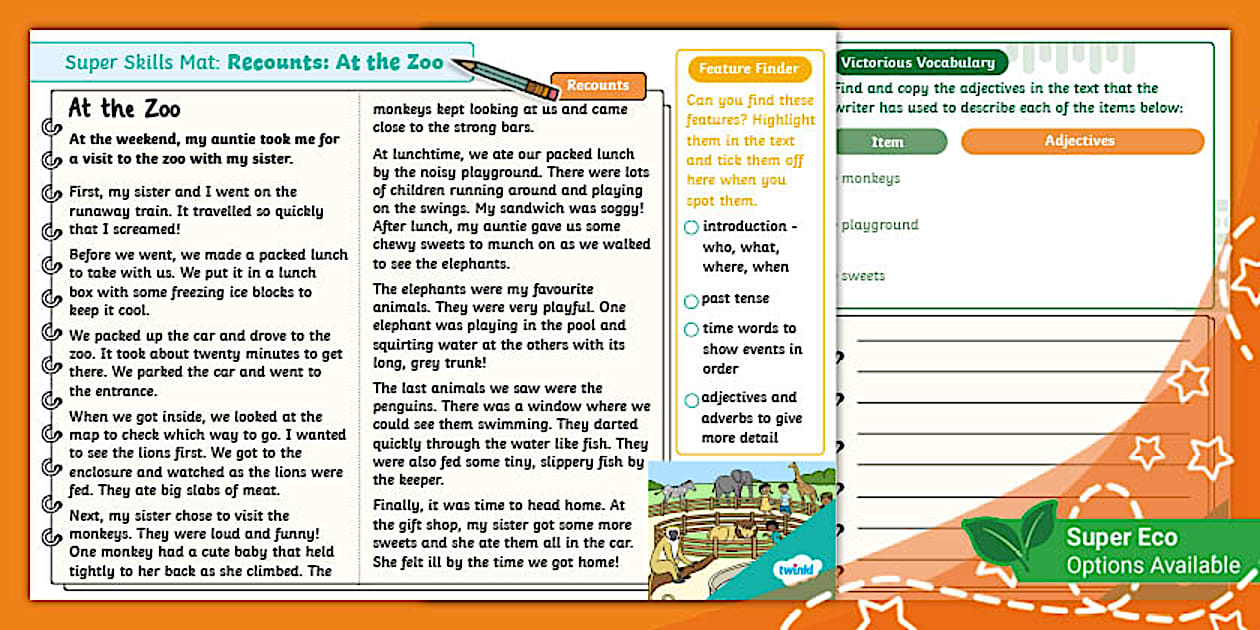 Super Skills Mat: Recounts: At the Zoo (teacher made)