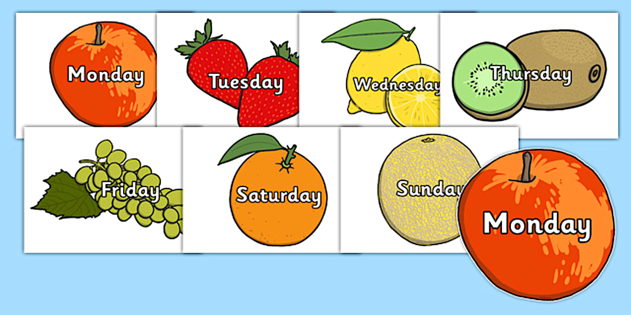 👉 Days of the Week on Fruit (teacher made) - Twinkl
