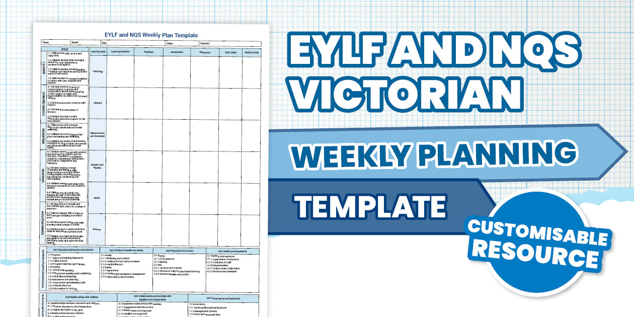 Weekly EYLF and NQS Early Childhood Planning Template