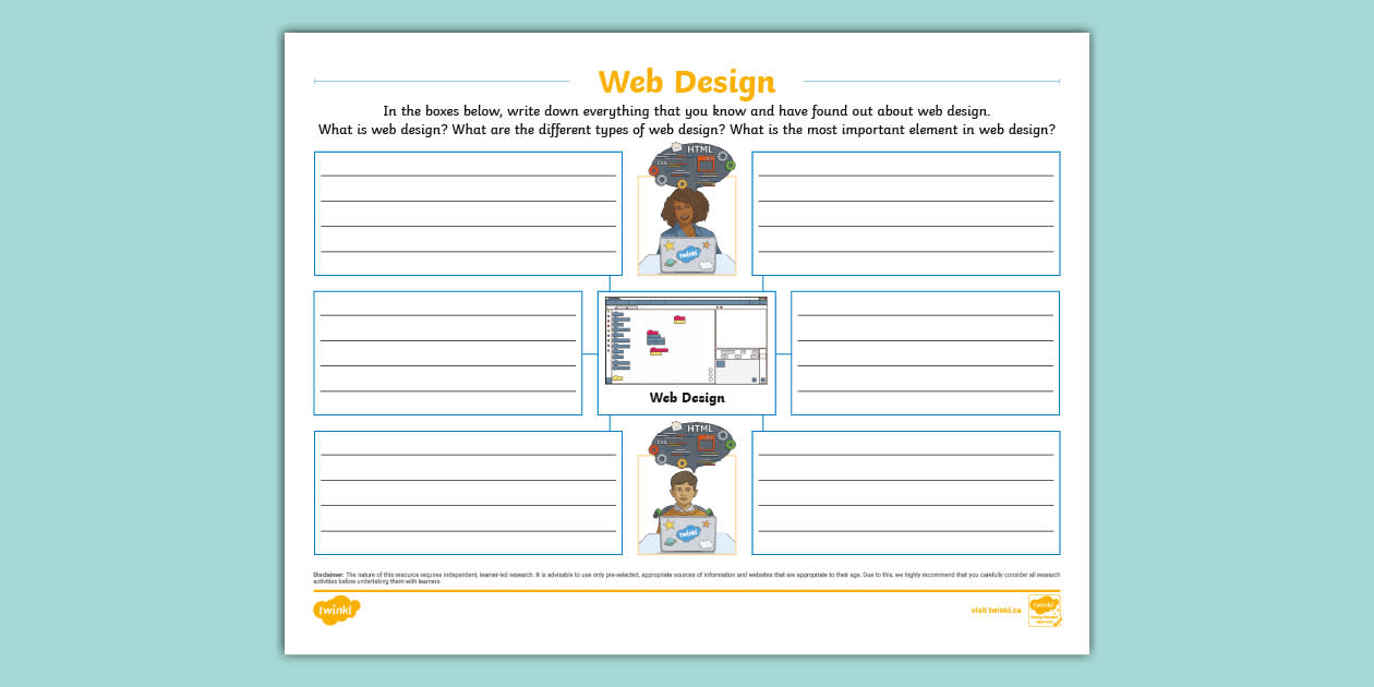 Web Design Mind Map (teacher made) - Twinkl