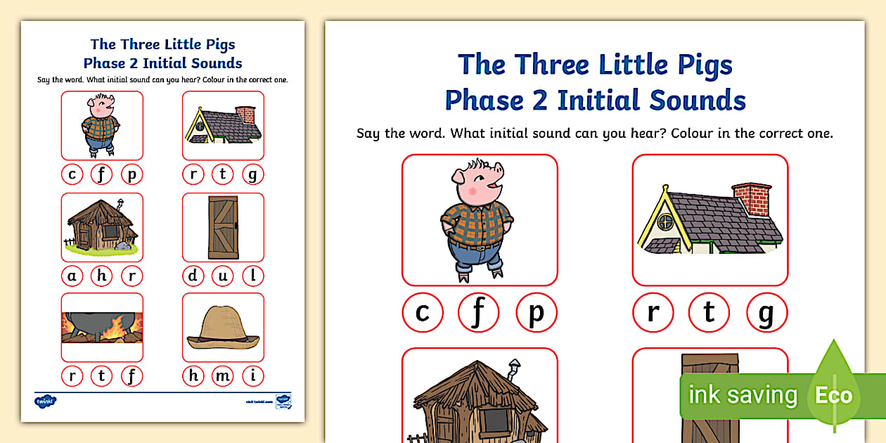 The Three Little Pigs Phase 2 Initial Sounds Activity
