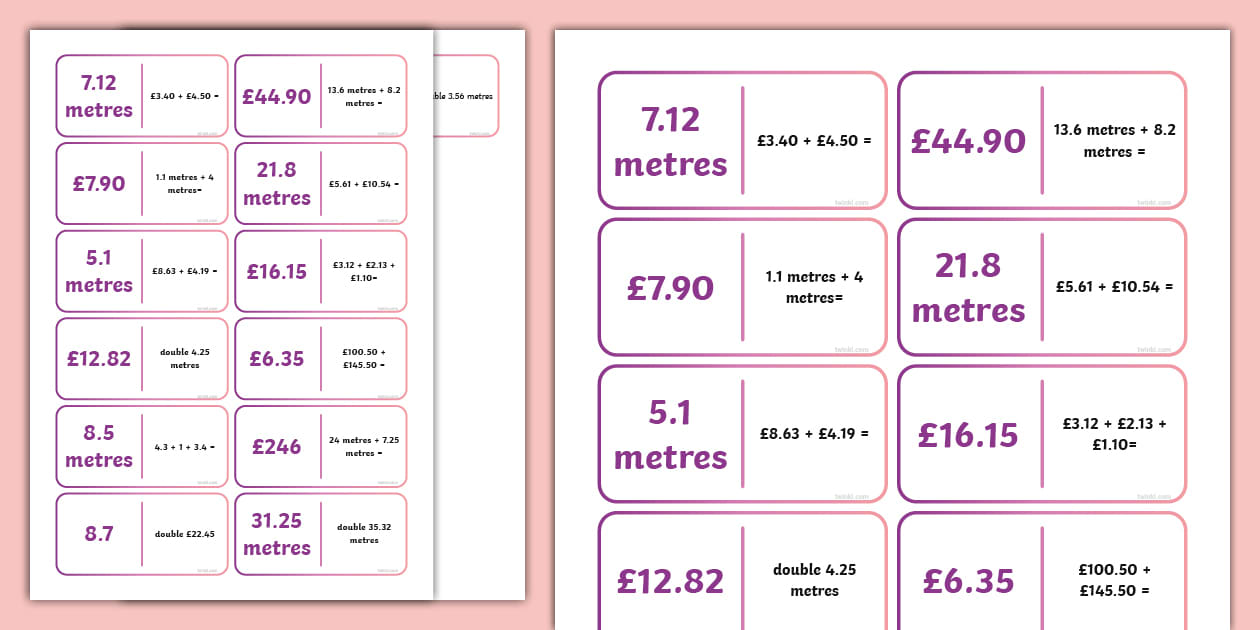 👉 Adding Decimals Loop Cards - KS2 (teacher made)