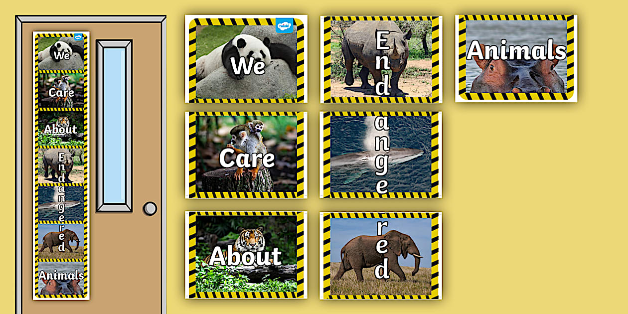 We Care About Endangered Animals Vertical Door Banner