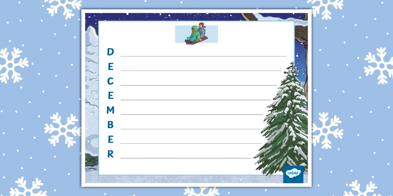 December Acrostic Poem Template (l'enseignant a fait)