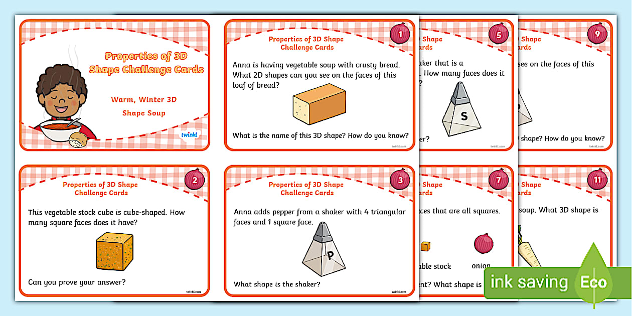 👉 Year 2 Properties of 3D Shape Winter Challenge Cards