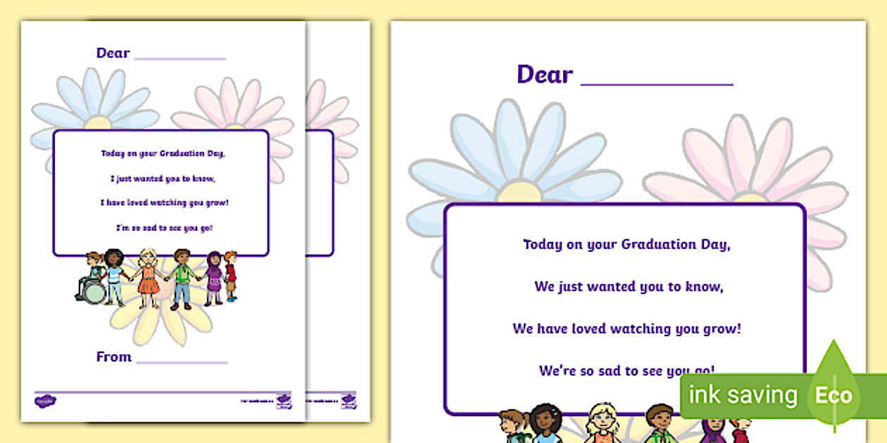 Kindergarten Graduation Poem Printout - Twinkl