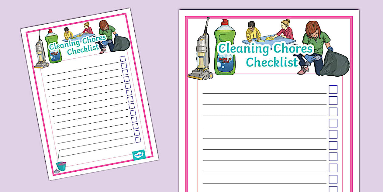Blank Cleaning Chores Checklist (teacher made) - Twinkl