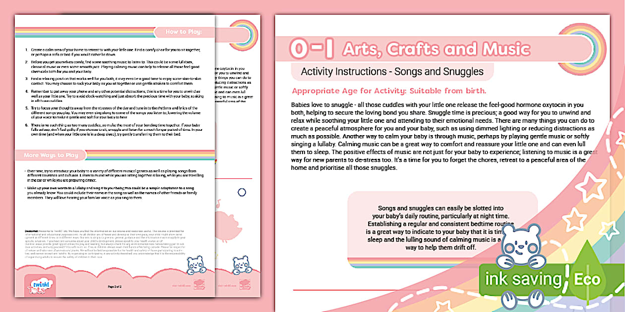 FREE! - 0-12 Months Arts, Crafts and Music Songs and Snuggles