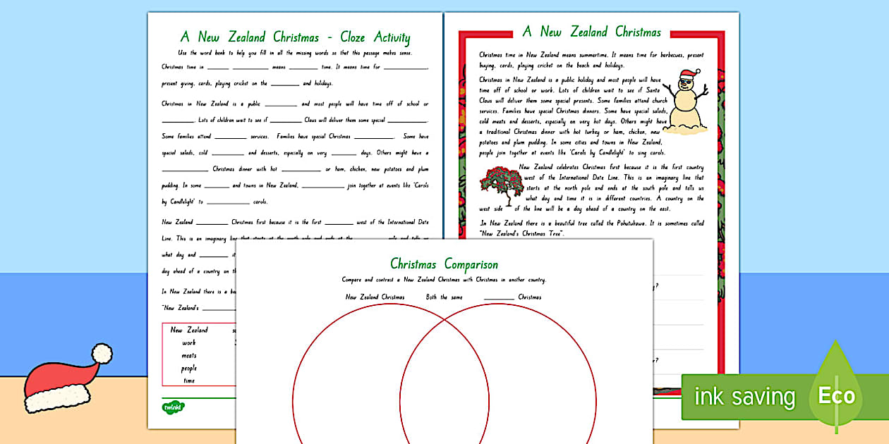 New Zealand Christmas Literacy Worksheet / Worksheets