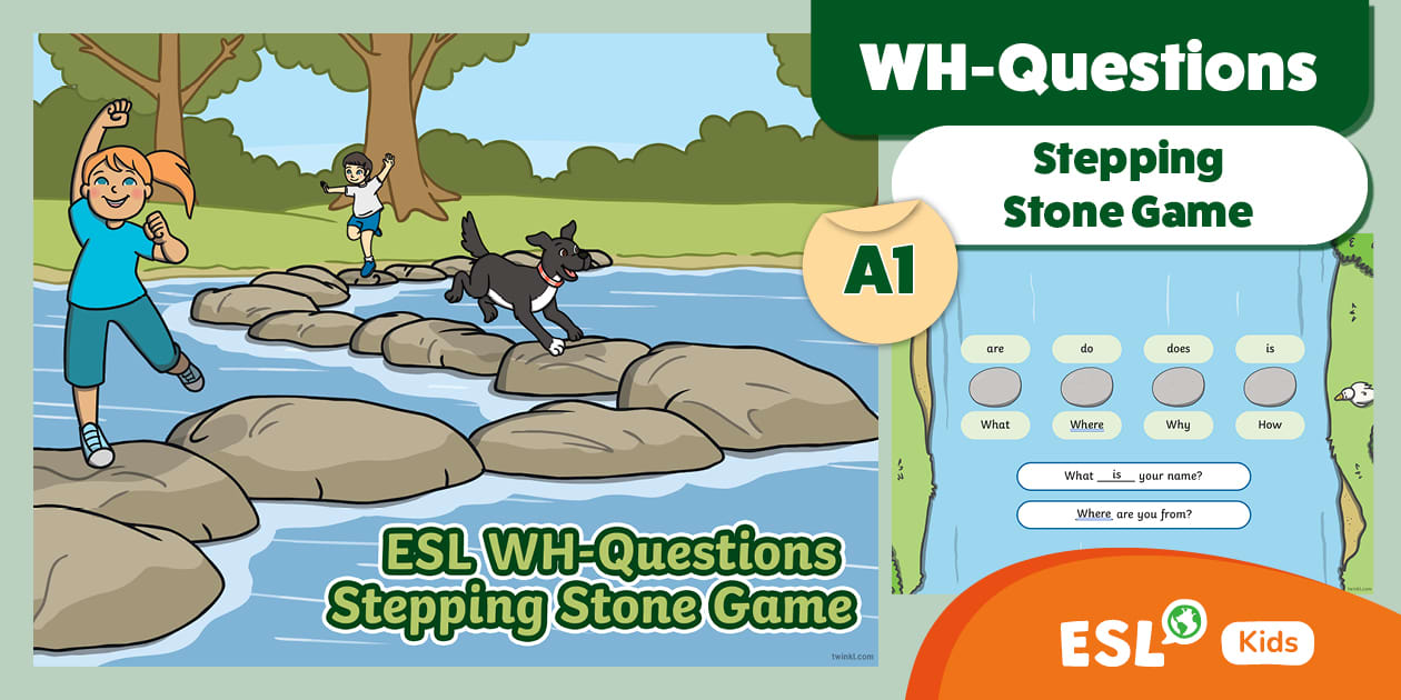 ESL WH- Questions Stepping Stone Game [Kids, A1]