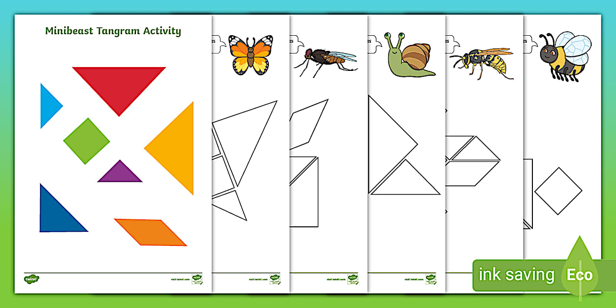 👉 Minibeast Tangram Activity - Shape Puzzle - Twinkl