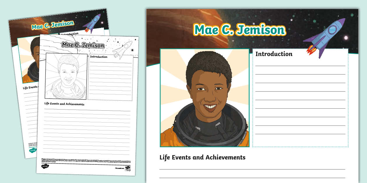 Mae C. Jemison Biography Template (teacher made) - Twinkl