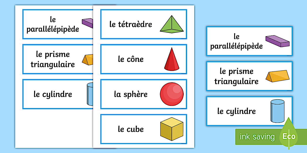 Cartes de vocabulaire : Les formes en 3D (teacher made)