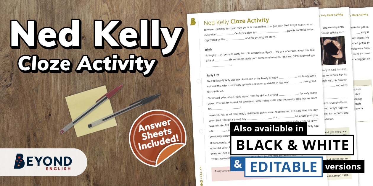 Ned Kelly Cloze Activity
