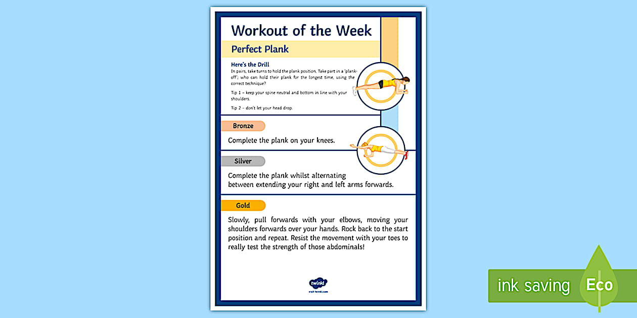 Workout of the Week: Perfect Plank Worksheet - Twinkl