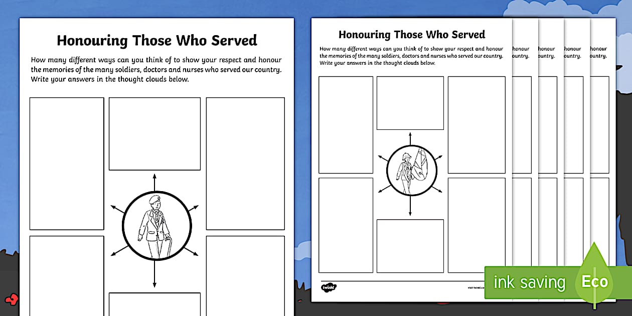 Honouring Those Who Served Worksheet (Teacher-Made) - Twinkl