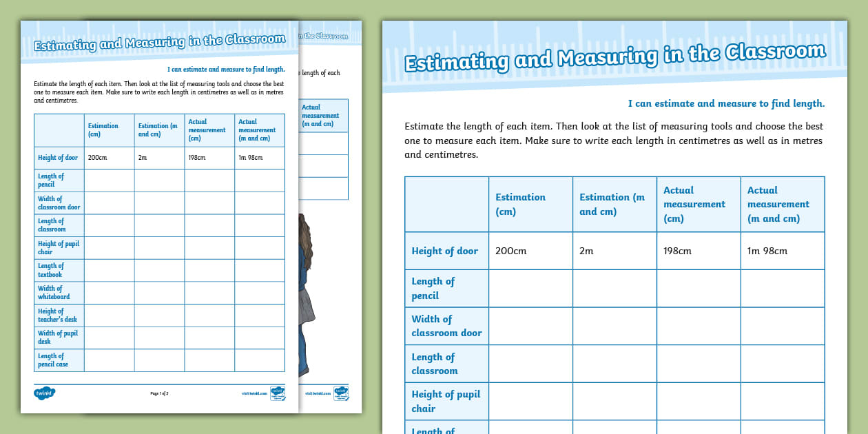 Estimating and Measuring in the Classroom - Twinkl